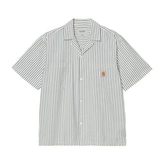 Carhartt Work in Progress Homme, Chemises, Blanc, Taille: S S/S Leavel Stripe Shirt