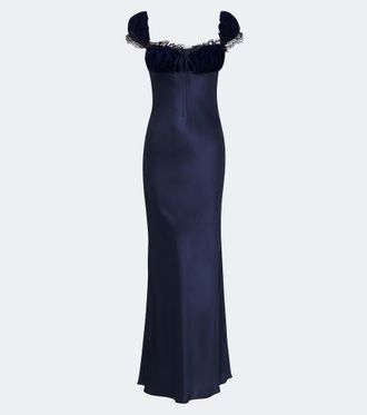Rodarte Maxikleid aus Seidensatin mit Spitze