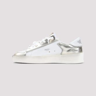 Golden Goose Low-Top Sneaker - Metallic Silver Leather Sneakers With Signature St - Gr. 37 (EU) - in Wei&szlig; - f&uuml;r Damen