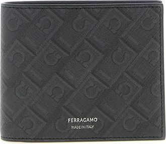 Ferragamo Homme, Accessoires, Noir, Taille: ONE Size Portefeuille Bifold en Toile Enduite Monogram