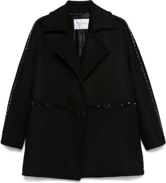 Max Mara Femme, Vestes, Noir, Taille: 32 FR Manteau en poil de chameau orn&eacute; de cristaux