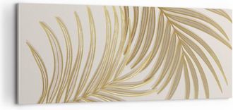 Arttor Panorama Bilder auf Leinwand 100x40cm Leinwandbild Golden Blätter Palmen Groß Wanddeko Bild Schlafzimmer Küche Wandbilder Dekoration Wohnzimmer Wall D