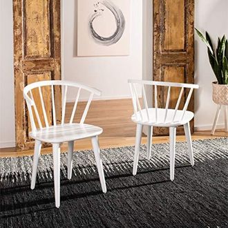 Safavieh Set of 2 Wooden Dining Chairs, in White