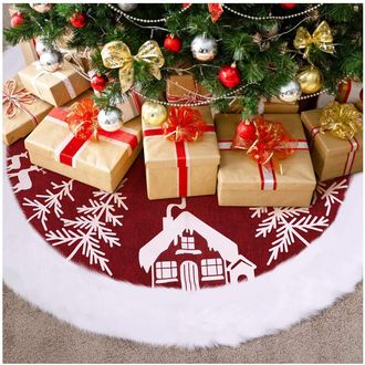 Vosarea Weihnachtsbaum Rock Weihnachtsbaumdecke Rund Weihnachtsbaum Decke Groß Fell Christbaumdecke Christbaumständer Teppich Baumdecke Weihnachtsbaum Deko,48