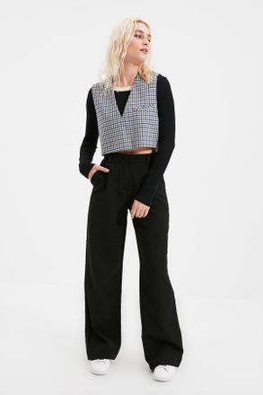 Trendyol Pantalon large noir TWOAW21PL0076