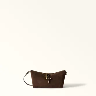 Furla Debby Schultertasche Toni Espresso Braun Wildleder + Sidney-kalbsleder Damen