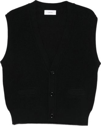 Lardini Homme, Pulls, Noir, Taille: L Gilet col en V avec boutons