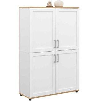 IDMarket Buffet Alto H. 125 cm Vito, 4 T&uuml;ren, Wei&szlig; und Holz, Sideboard Wohnzimmer