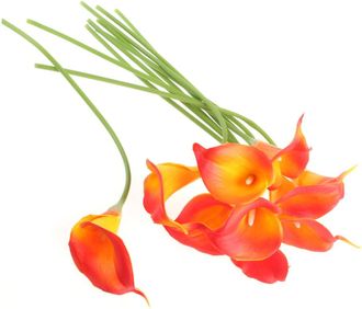 Pretyzoom 10stücke Kunstblumen Calla-liliensträuße Aus Pu Orange Lebensechte Blumensträuße Für Hochzeiten Und Partysdekoration Ca