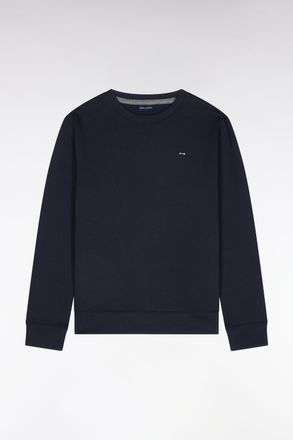 Eden Park Sweatshirt &Agrave; Col Rond En Molleton Coton Marine Coupe Droite