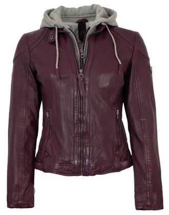 Mauritius Lederjacke GWAnni Gipsy - Damen Lederjacke Lammnappa Kapuze purple