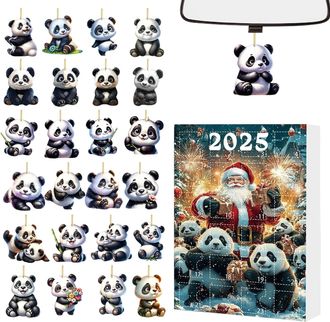 Generico Adventskalender Zur&uuml;ck Weihnachten, 24 St&uuml;ck, Anh&auml;nger f&uuml;r Panda-Schmuck, flaches Design mit lustigem Aussehen und Winterdekoration, kreatives Advents