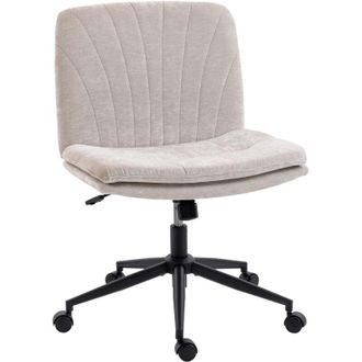 HOMCOM Chaise de bureau - HOMCOM - sans accoudoirs - hauteur r&eacute;glable, fonction &agrave; bascule, pivotant 360&deg; - chenille - 62x67x83-93cm - beige