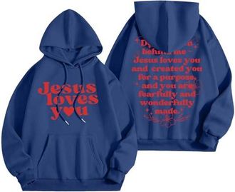 Generic Sweat &agrave; capuche &agrave; manches longues pour la Saint-Valentin 2026 pour femme, bleu, XXL
