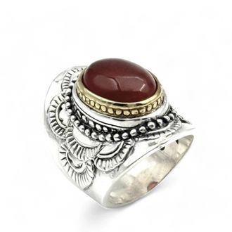 Jalan Jalan Brasilianischer Cornaline Silberring - - Accessories - Damen - Braun - 58 MM