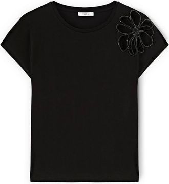 Motivi Femme, Tops, Noir, Taille: 38 FR T-shirt avec découpe florale