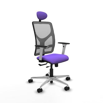 Piqueras y Crespo B&uuml;rostuhl mit hoher R&uuml;ckenlehne, mit wei&szlig;en und schwarzen Armlehnen, h&ouml;henverstellbare Lendenwirbelst&uuml;tze und festes Kopfteil, ausgestattet mit Syncro