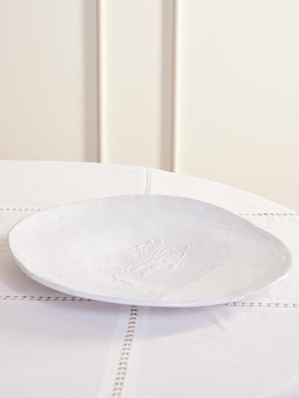Astier De Villatte Plat En Céramique Gravée Mariés - Blanc