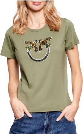 Pinko Pinko, Femme, Tops, Vert, Taille: 36 FR Quentin T-shirt