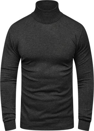 Rello & Reese Herren Rollkragenpullover Strick-Pullover Rolli Sweatshirt Feinstrick 22289 [Dunkelgrau