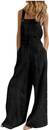 Generic FNKDOR Combinaison Femme Décontracté Salopette Casual Large Ample Été à Pois Harem Sarouel Pantalon Jumpsuit Rétro Overalls Rompers Playsuits avec Poc