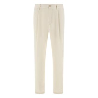 Boggi Milano Homme, Pantalons, Beige, Taille: 4XL Pantalon &agrave; pinces en lin uni