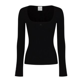 Courr&egrave;ges Damen, Strickwaren, Schwarzk, SGr&ouml;&szlig;e