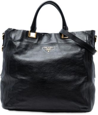 Prada Hobo Bags - Glace Calf Open Convertible Tote - Gr. unisize - in Schwarz - für Damen