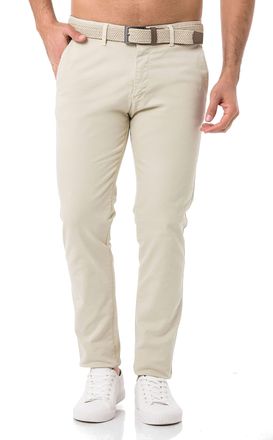 Red Bridge Herren Chino-Hose mit Gürtel Bequeme Freizeit- und Businesshose Stone W32 L32