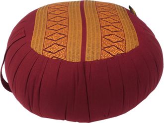 Guru Shop Rundes Meditationskissen, Yoga Kissen, Yogakissen, Sitzkissen, Bodenkissen, Dekokissen - Rot/orange, 20x35x35 cm