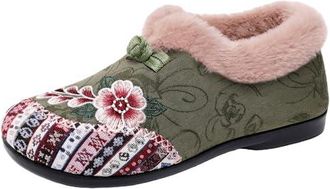 Generic Bottines dhiver chaudes &agrave; motif floral pour femme, doubl&eacute;es de fourrure, chaudes en peluche, semelle souple antid&eacute;rapante, chaussures de tous les jour