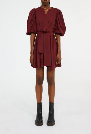 Claudie Pierlot Kurzes burgunderrot Wickelkleid