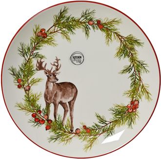 Kaemingk Teller 26,5cm Porzellan 1 Stück - Speiseteller mit Hirsch Motiv - Weihnachtsgeschirr Weihnachtsteller - Geschirr für Weihnachten - Küchengeschirr Esst