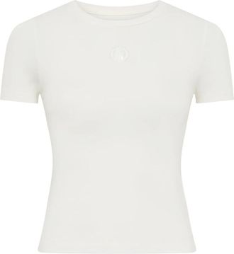 Marine Serre Femme, Tops, Blanc, Taille: 40 FR Pearl Logo SS Baby Fit T-Shirt
