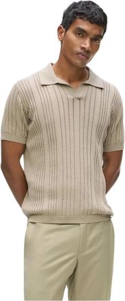 Karl Lagerfeld Homme, Tops, Gris, Taille: M Polo Tricot&eacute;e &agrave; Col Ouvert C&ocirc;tel&eacute;