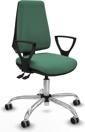 Piqueras y Crespo Elche Gepolsterter B&uuml;rostuhl mit festen Armlehnen, ausgestattet mit Asincro und Schneidschaum, Rollen 65 mm, Parkett, Smaragdgr&uuml;n