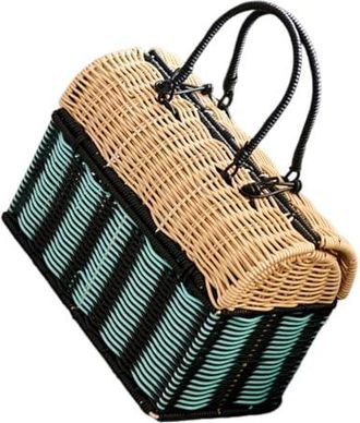 BESPORTBLE LRXIYODE Paquet Cabas Tiss&eacute; Main Imitation Rotin Grand Format 32,3 X 27,4 X 14,8 CM Paquet Fourre-Tout Robuste et Polyvalent pour Femmes Voyage Usage 