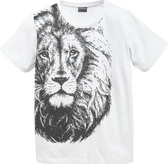 Kidsworld T-Shirt Mit coolem LÖWEN-Print Kurzarm, Basic-Passform, bedruckt, Rundhalsausschnitt