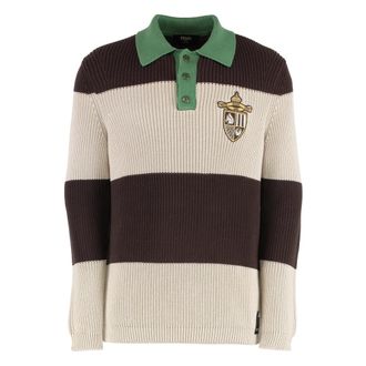 Fendi Gestricktes Baumwoll-Poloshirt - - Knitwear - Herren - Mehrfarbig - S
