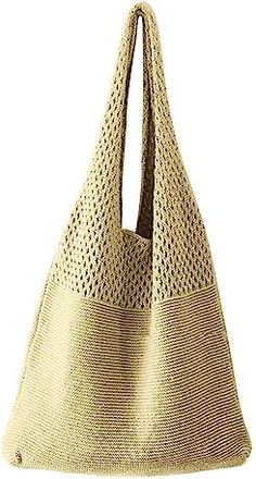 Generic Sac &agrave; main en maille ajour&eacute;e - Sac de plage tricot&eacute; &agrave; une &eacute;paule - Pour femme - Pour ordinateur portable et sac &agrave; bandouli&egrave;re, E, Taille unique