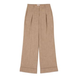 Oltre Viskose-Mischung Palazzo Hose - - Trousers - Damen - Beige - 4XL