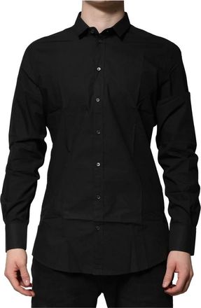 Dolce & Gabbana Homme, Chemises, Noir, Taille: XS Chemise Formelle Noire Or Manches Longues