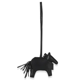 Herm&egrave;s Mens Black Milo Lambskin Studded Grigri Rodeo Robeo Rock Charm Pm Leather Bag Charms