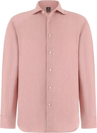 Boggi Milano Homme, Chemises, Rose, Taille: XL Chemise en Lin Coupe Regular