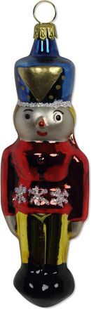 Lauschaer Glas Christbaumschmuck Kleiner Nu&szlig;knacker rot/Gold Christbaumschmuck mundgeblasen,handdekoriert