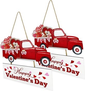 BESPORTBLE 2 St&uuml;ck Valentinstag Holz Wandschild mit Aufh&auml;ngevorrichtung Wetterfestes T&uuml;r und Gartendekor f&uuml;r Innen und Au&szlig;en Romantische Valentinstagsdeko f&uuml;r Zu