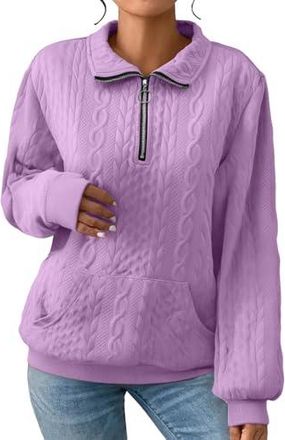 Generic Nidddiv Sweat-shirt pour femme avec fermeture éclair - Sans capuche - Pull décontracté - Manches longues - Pull en tricot élégant - Pour adolescentes 