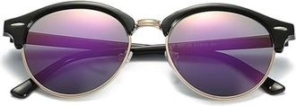 Generic Lunettes De Soleil Rondes En M&eacute;tal For Hommes Et Femmes, Style Tendance, Photo De Vacances Quotidienne(Purple)
