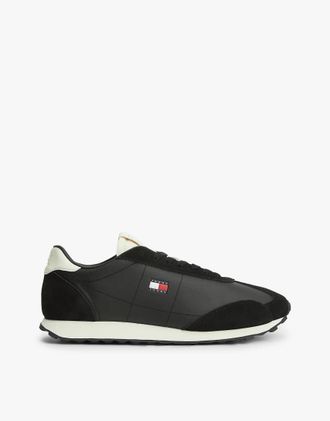Tommy Jeans Retro Archive Runner Sneaker aus Leder in Schwarz