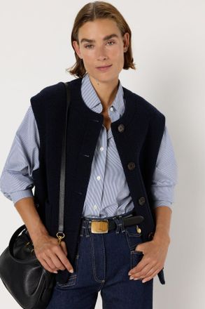 Gerard Darel Veste sans manche en laine bouclette - NOLWENN - Marine